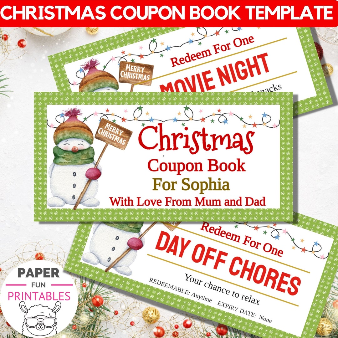Christmas Coupon Book for Kids : Kids Christmas Coupons. Editable ...