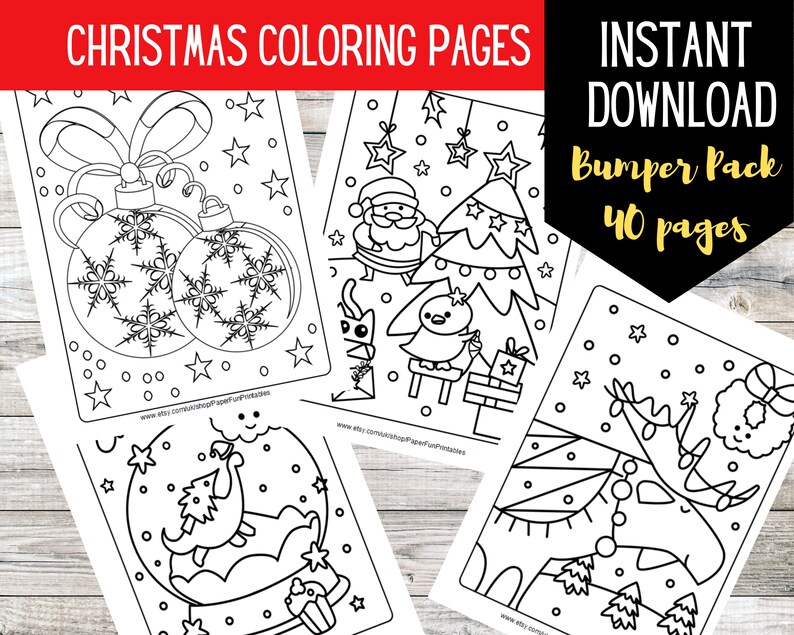 PRINTABLE Christmas Coloring Sheets. 40 Pages- Value Pack | DIGITAL ...
