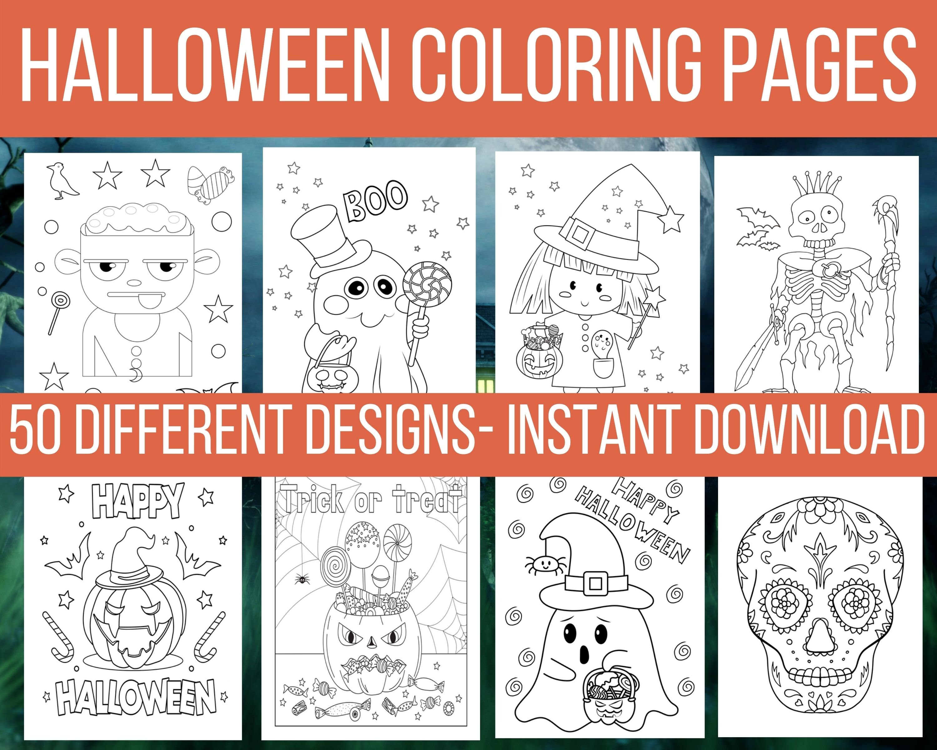 50 Spooky Halloween Coloring Pages, Printable Halloween Coloring for ...
