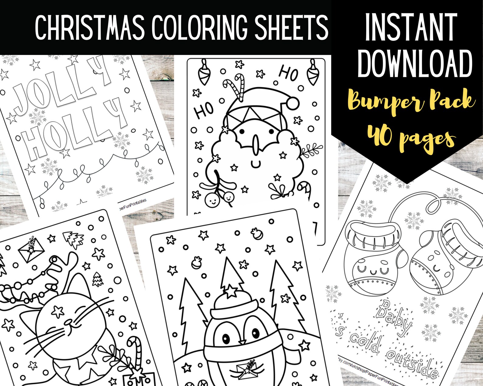 PRINTABLE Christmas Coloring Sheets. 40 Pages- Value Pack | DIGITAL ...