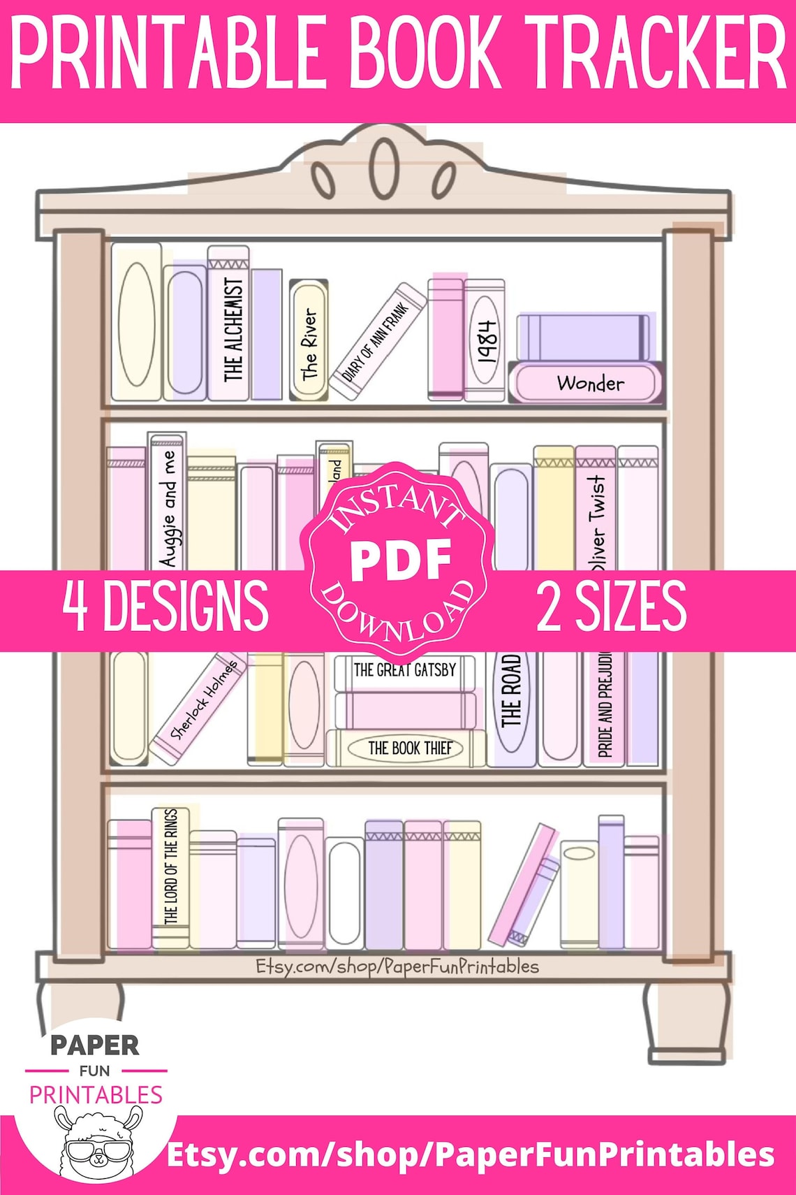Book Tracker | Reading Tracker | Bookshelf Reading Log | Printable Book ...