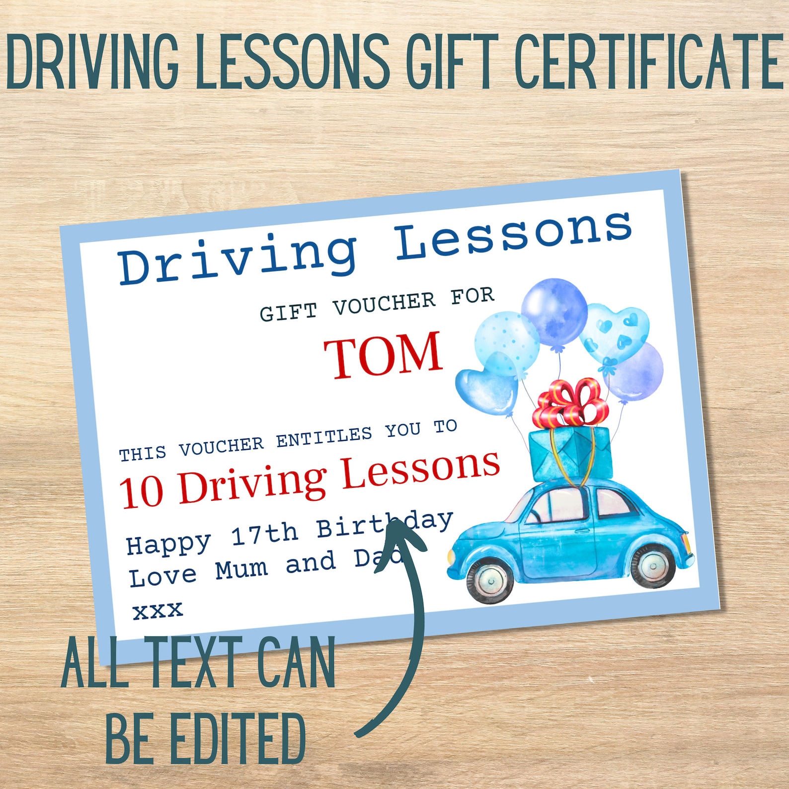 Driving Lesson Gift Voucher Template : Learner Driver 17th - Etsy