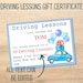 Driving Lesson Gift Voucher Template. Driving Lessons Gift Card ...