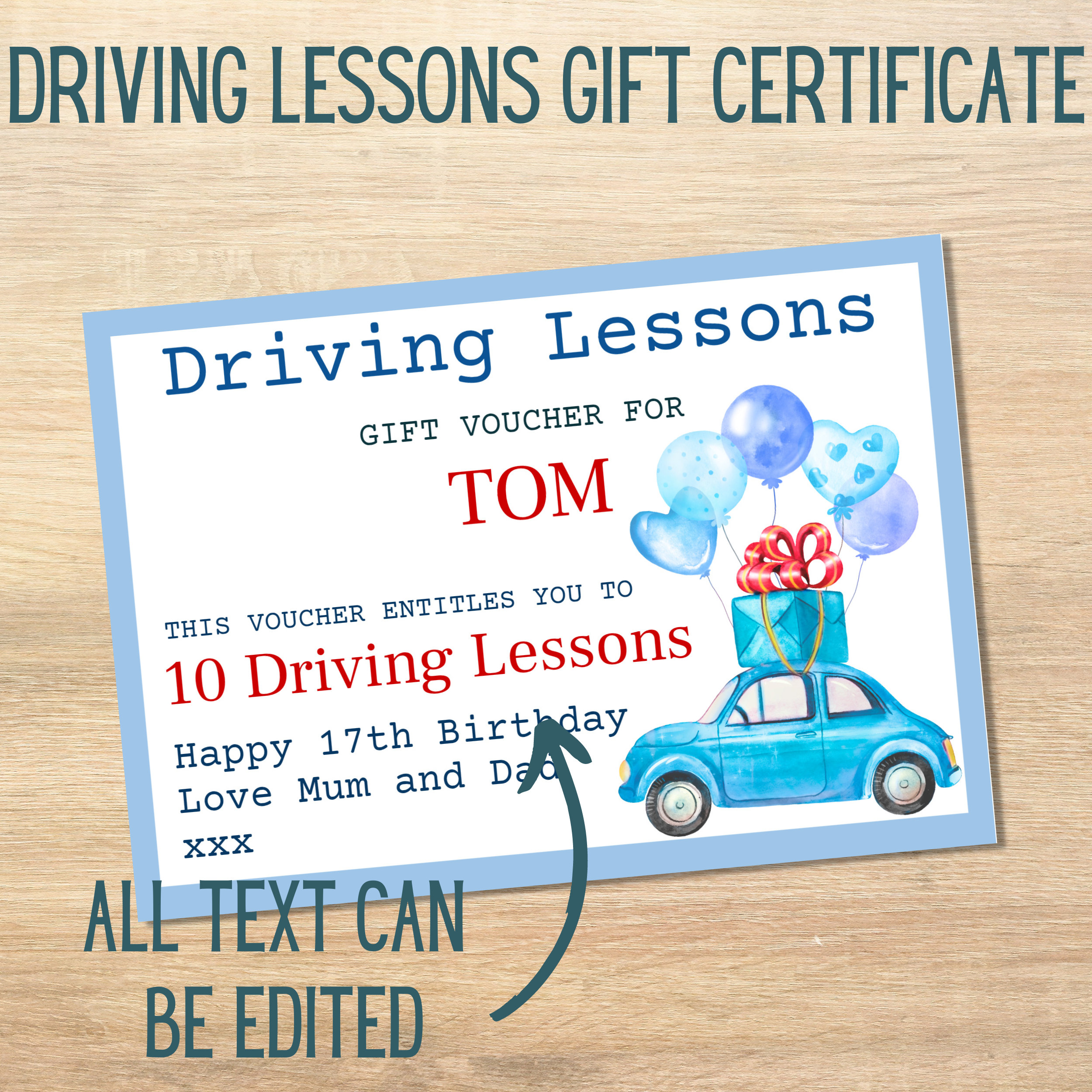 Driving Lesson Gift Voucher Template : Learner Driver 17th - Etsy UK