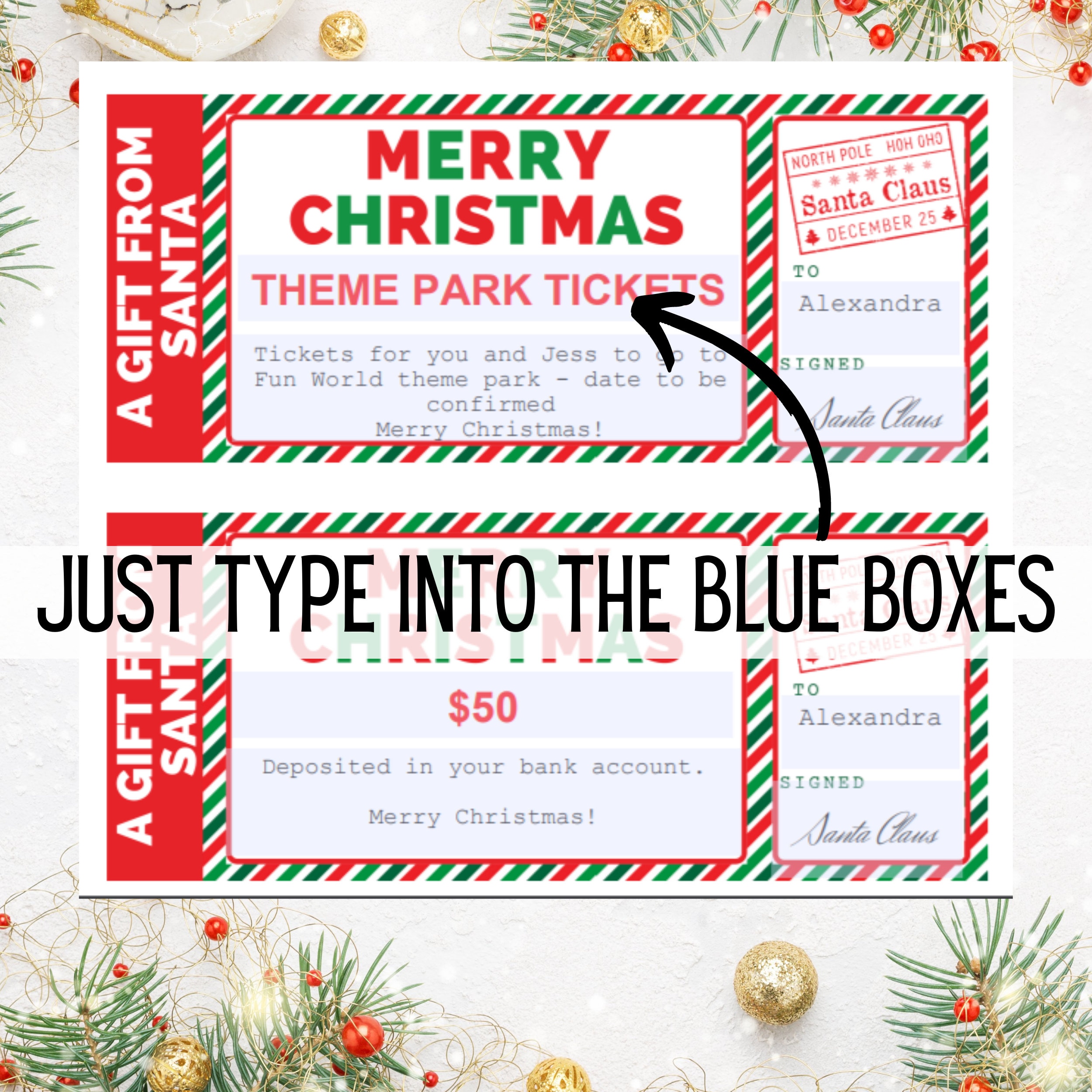 Santa Gift Voucher, Christmas Voucher Template, Santa Claus Voucher ...