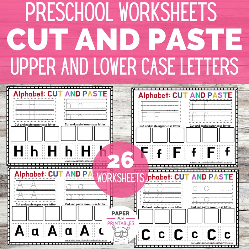 Preschool Worksheet Cut and Paste ABC Worksheets Learn Upper Case and ...