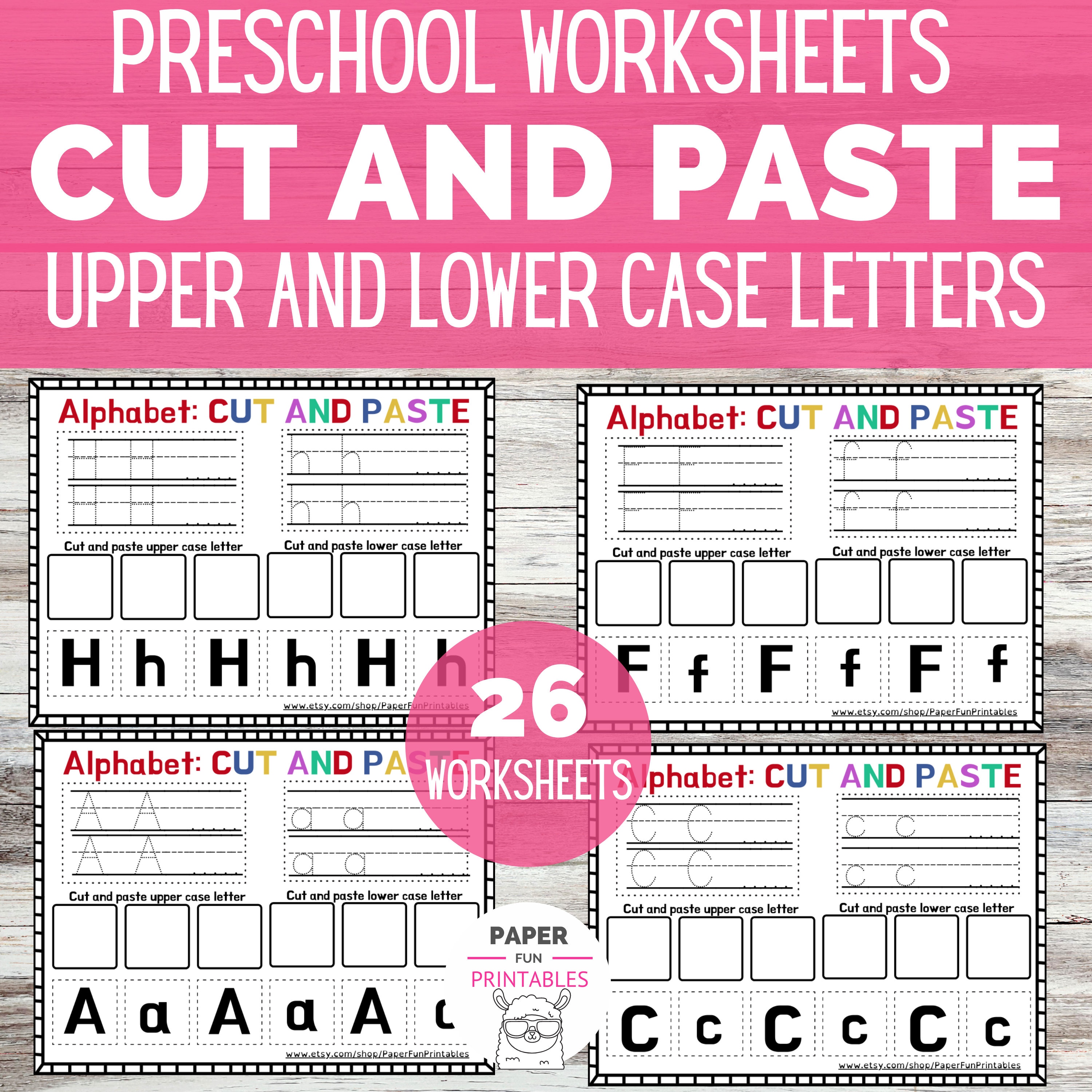 Preschool Worksheet Cut and Paste ABC Worksheets Learn Upper Case and ...