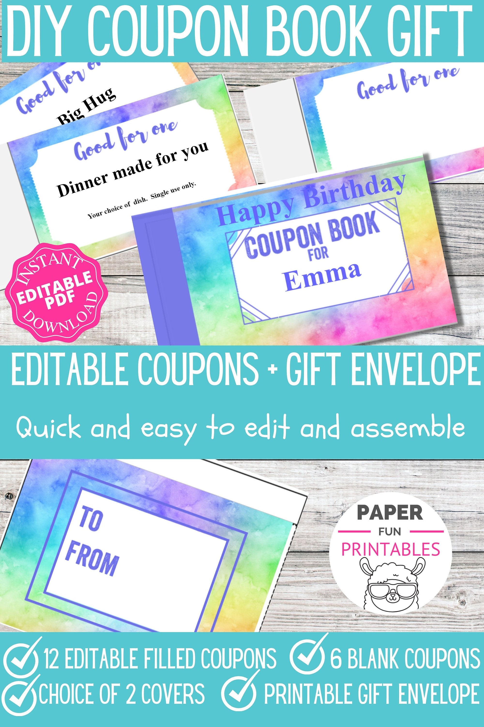 Printable Birthday Coupon Book