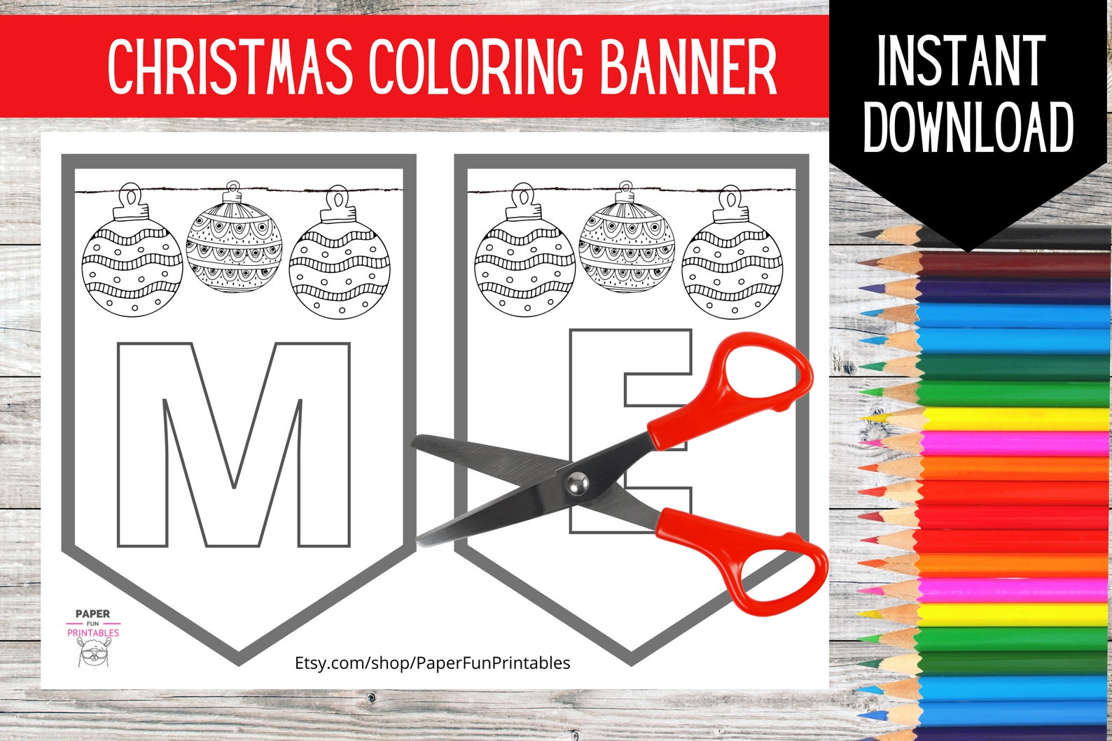 Printable Christmas Banner, Kids Christmas Activity. Merry Xmas Bunting ...