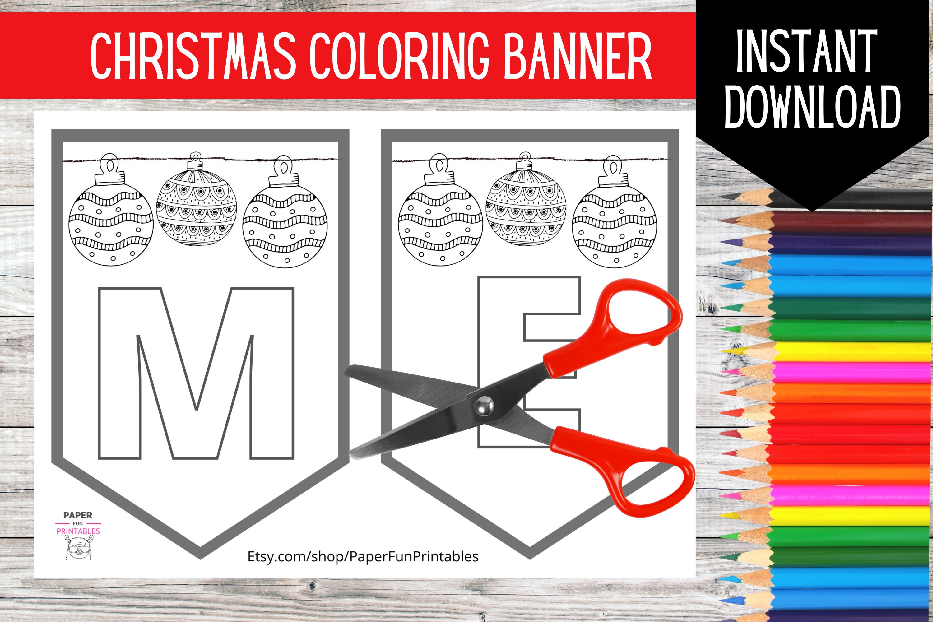 Printable Christmas Banner, Kids Christmas Activity. Merry Xmas Bunting ...