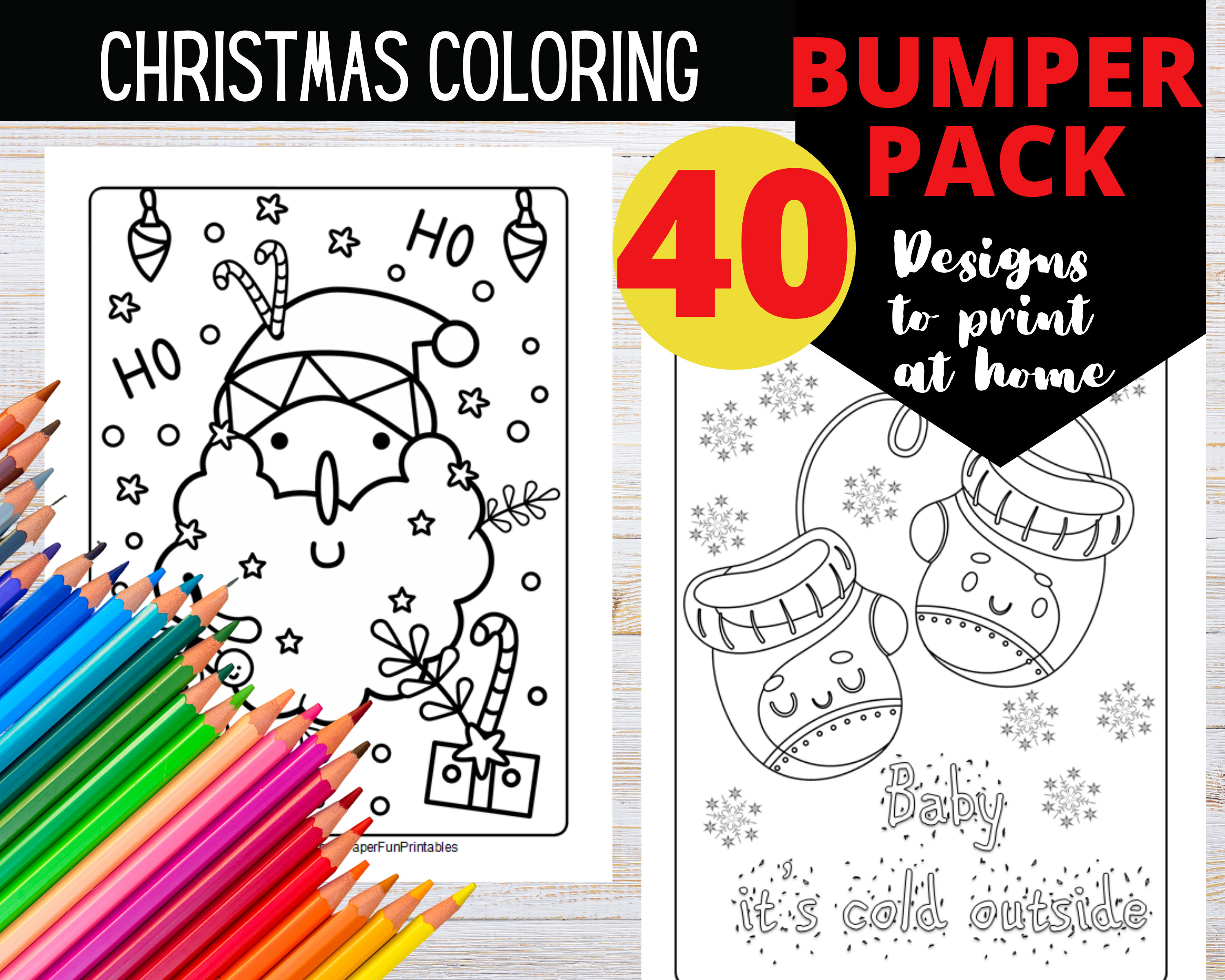 PRINTABLE Christmas Coloring Sheets. 40 Pages Value Pack DIGITAL ...