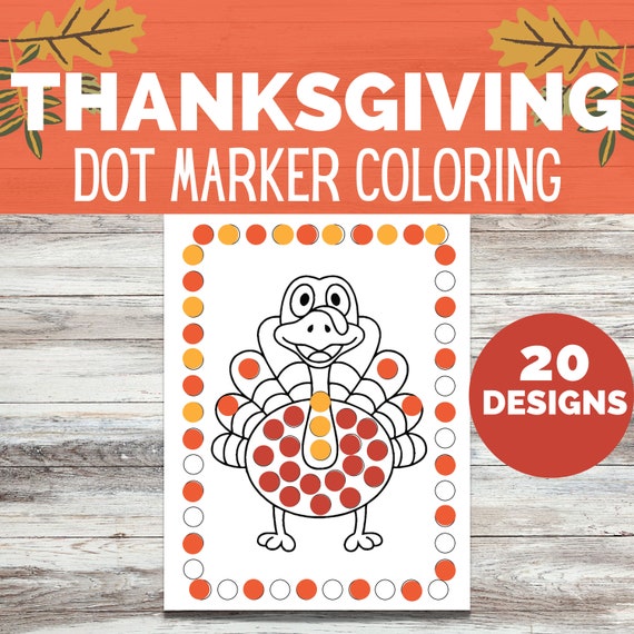 Thanksgiving Dot Marker Coloring Pages Thanksgiving Dab a | Etsy