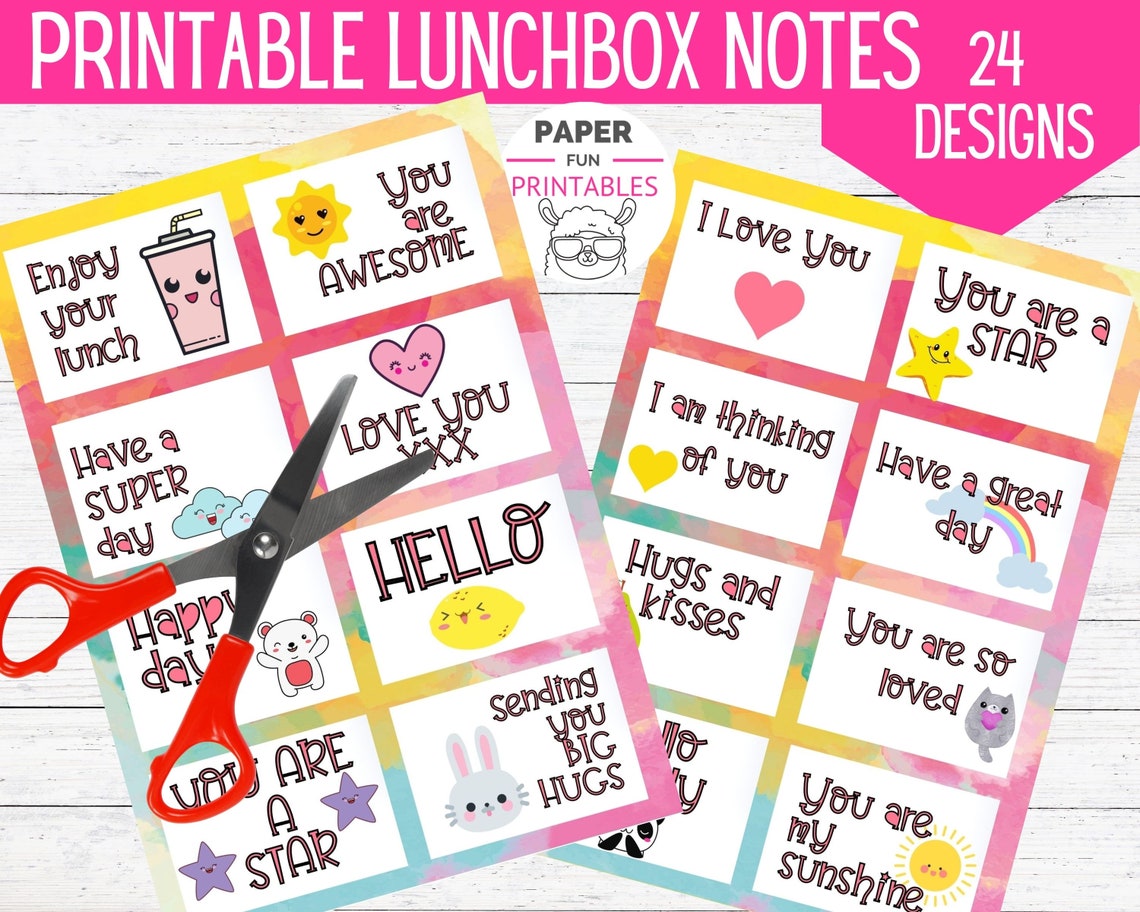 PRINTABLE Lunch Box Cards Back to school lunch notes for - Etsy España