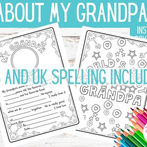 All About My Grandpa. Father's Day Printable Gift From Grandkids. Fill ...