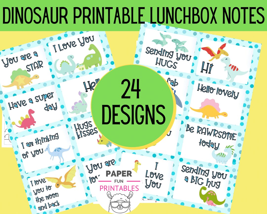 Dinosaur Lunch Box Cards | Printable Lunch Notes for Kids | DIGITAL ...