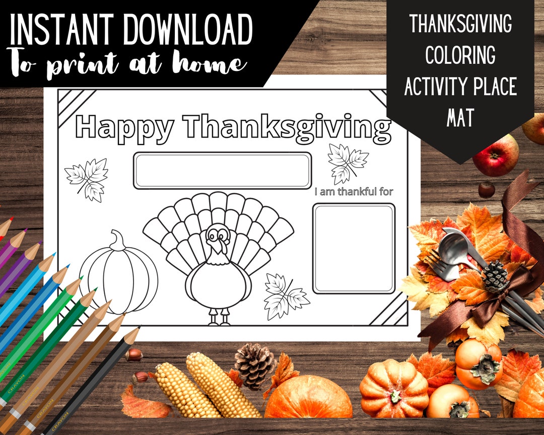 Printable THANKSGIVING Activity Placemat for Kids | EDITABLE ...