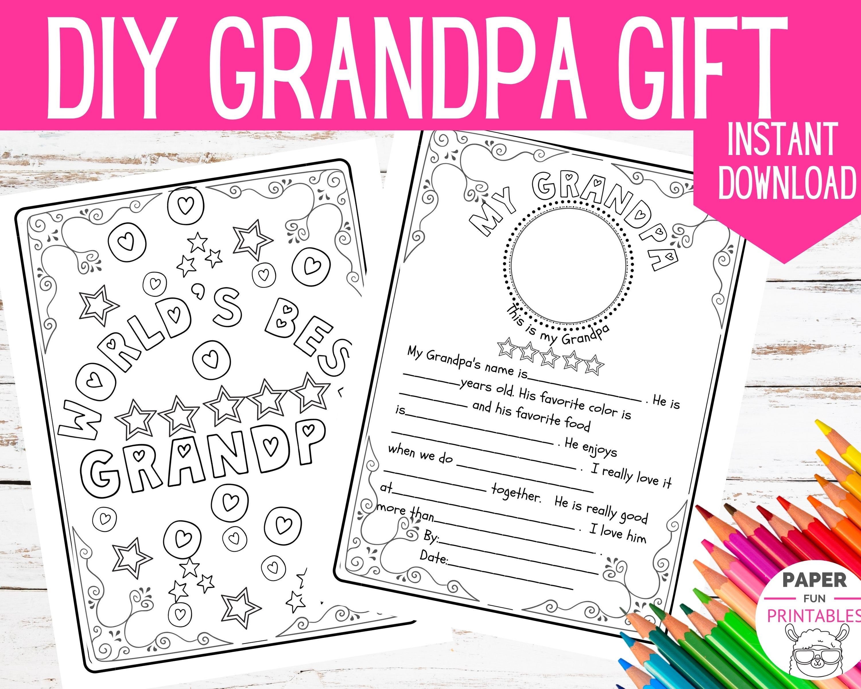All About My Grandpa. Father's Day Printable Gift From Grandkids. Fill ...