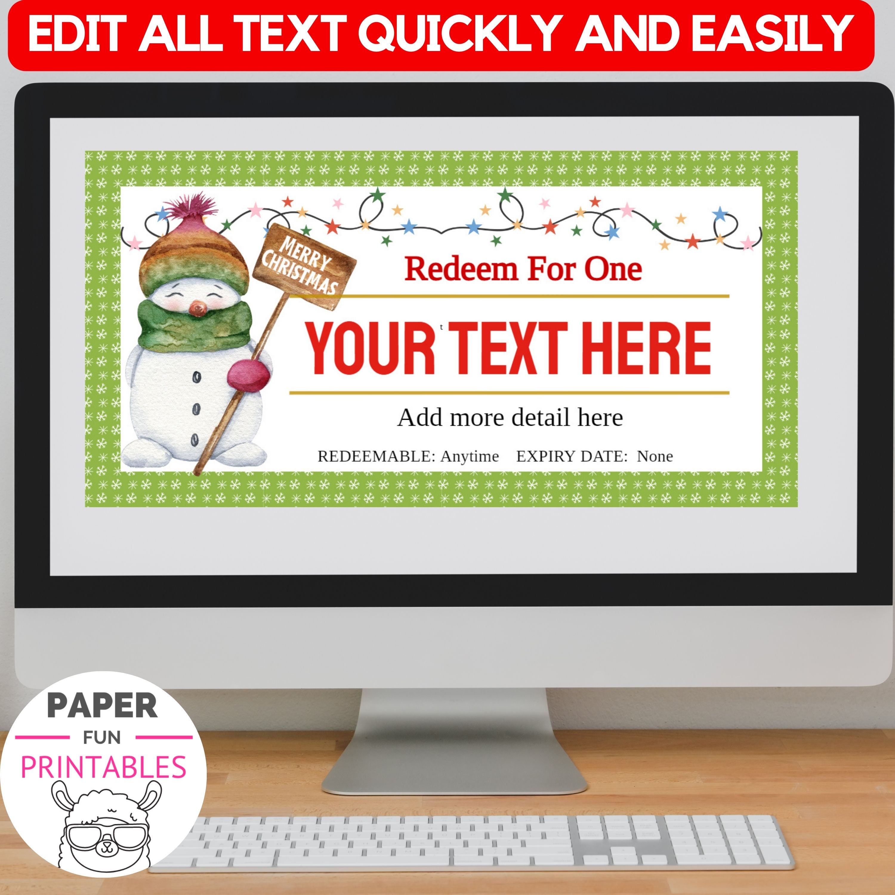 Christmas Coupon Book for Kids : Kids Christmas Coupons. Editable ...