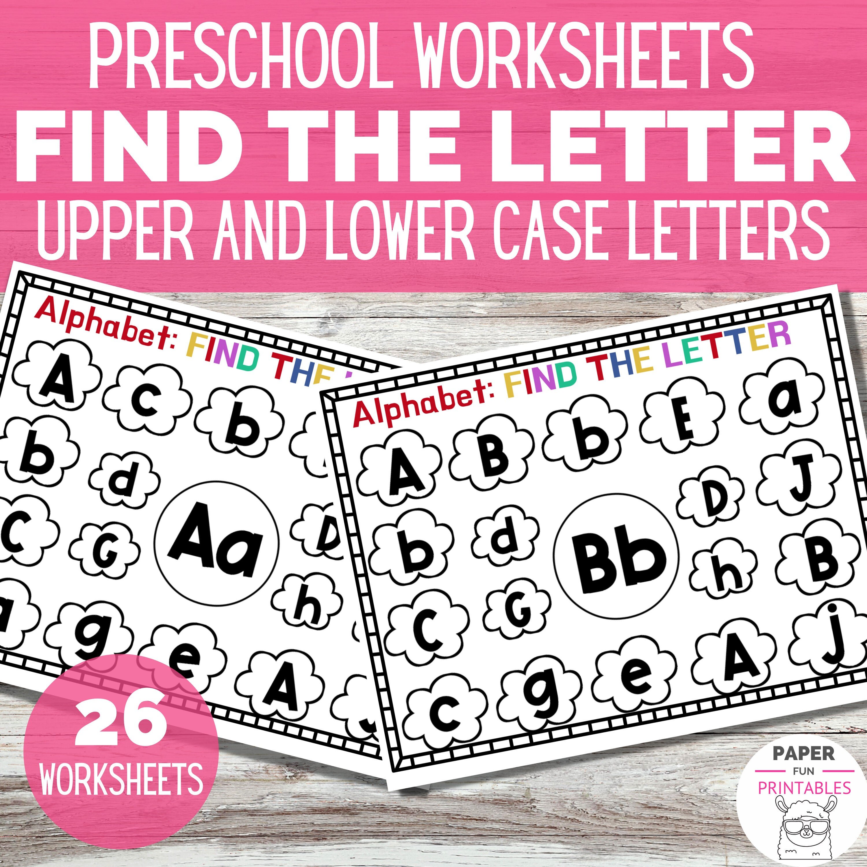 Preschool Worksheet Find the Letter ABC Worksheets Learn Upper Case and ...