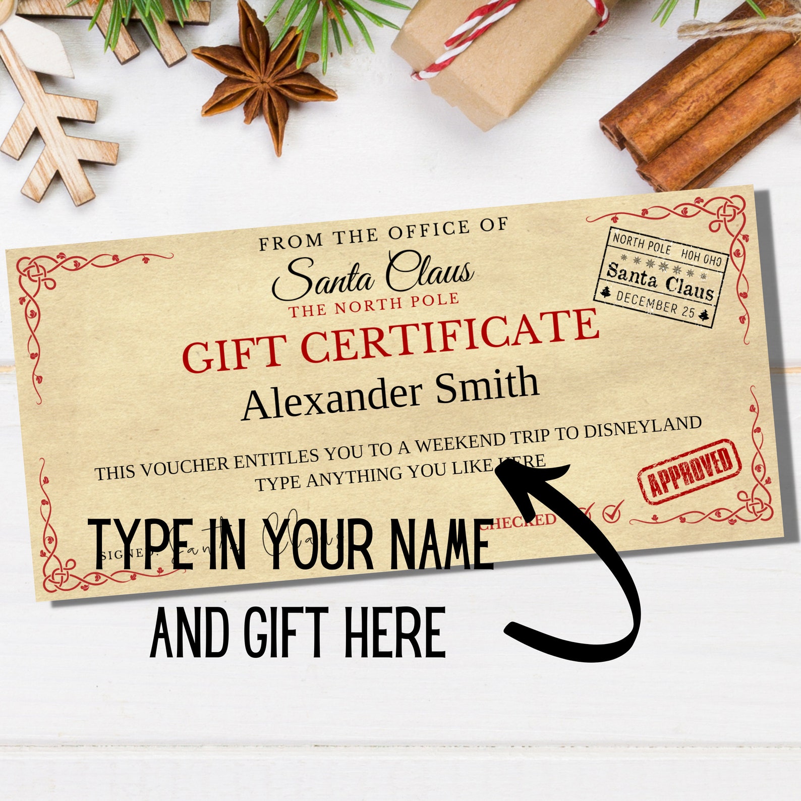 Santa Gift Voucher, Christmas Voucher Template, Santa Claus Voucher ...