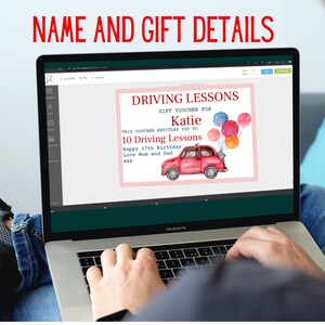 Driving Lessons Voucher Template : Driving Lesson Gift Editable Voucher ...