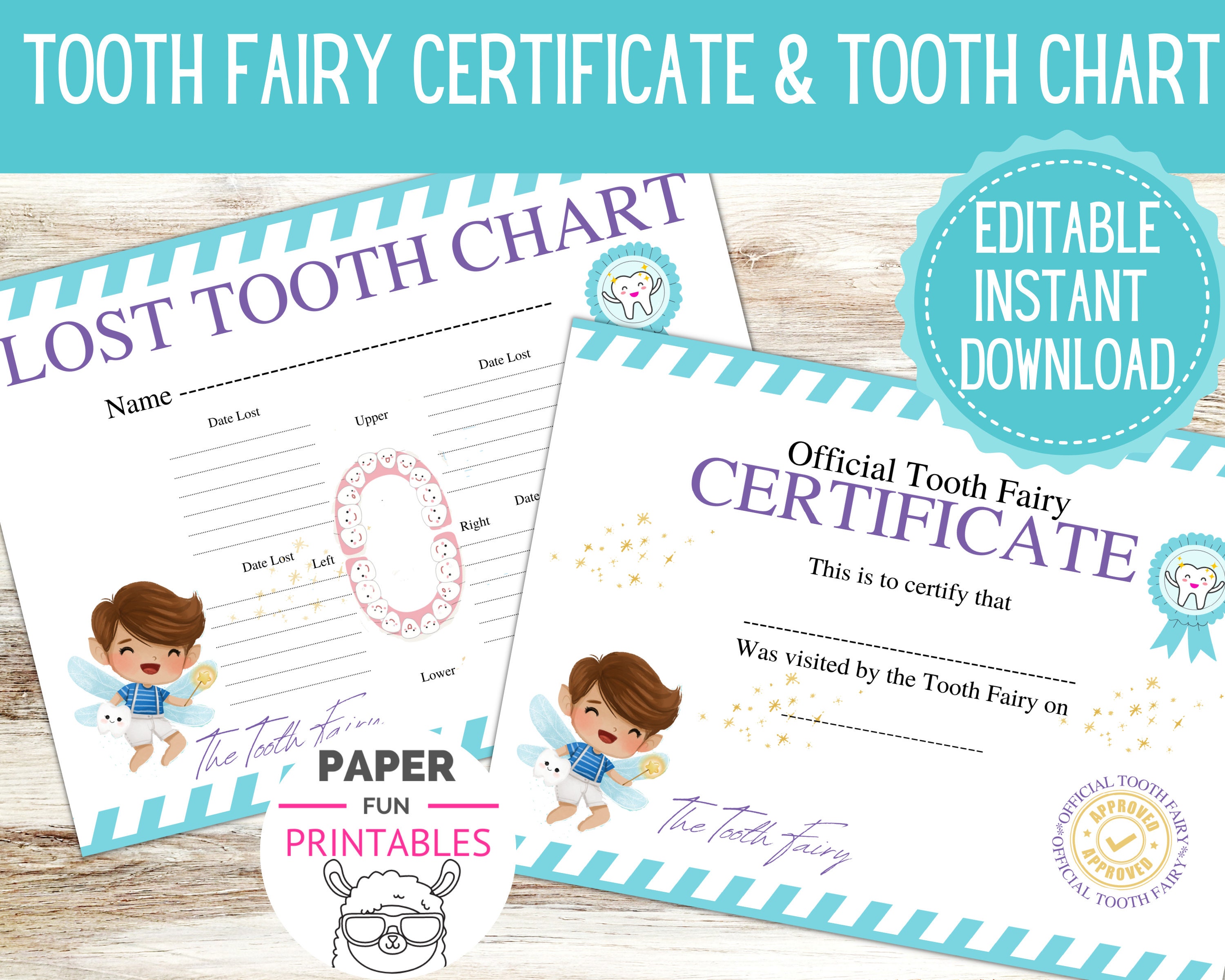 Boy Tooth Fairy Certificate for First Tooth and Printable - Etsy Australia