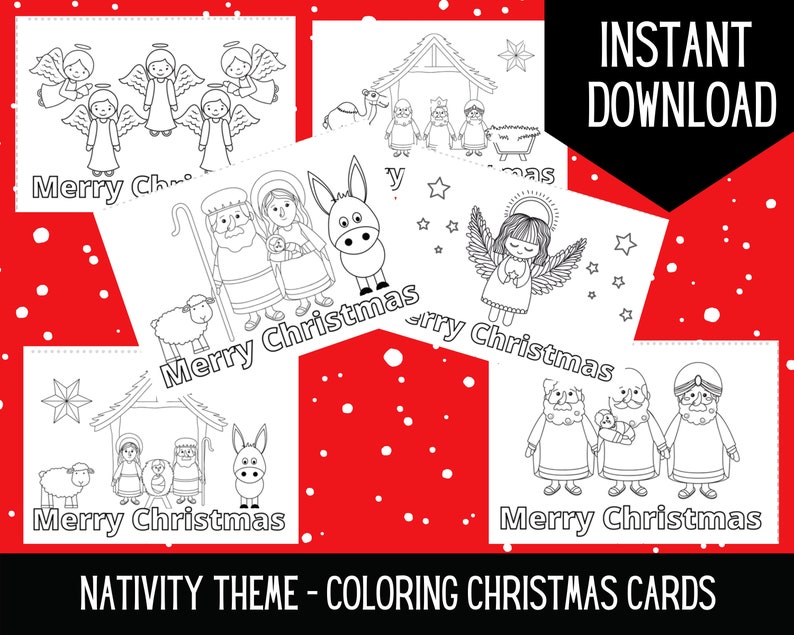 PRINTABLE Colouring Christmas Cards - DIGITAL DOWNLOAD | Christmas ...
