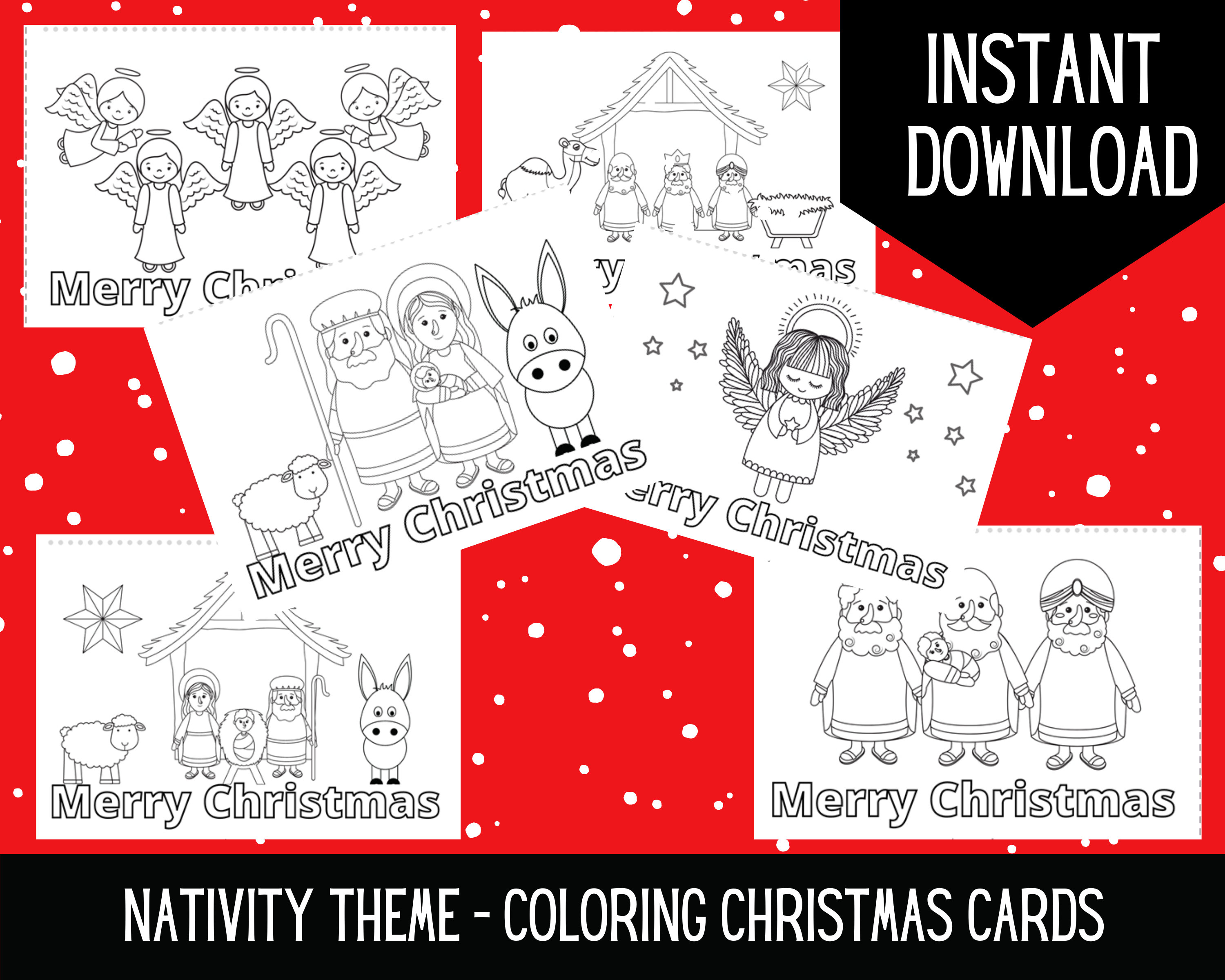 PRINTABLE Colouring Christmas Cards - DIGITAL DOWNLOAD | Christmas ...