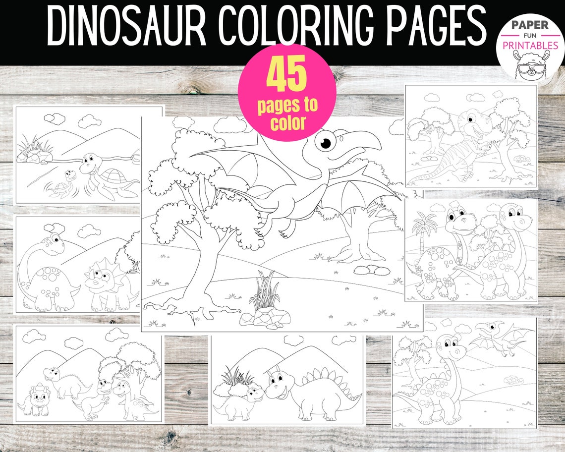 Dinosaur Coloring Book : Dinosaur Coloring Pages 45 | Etsy