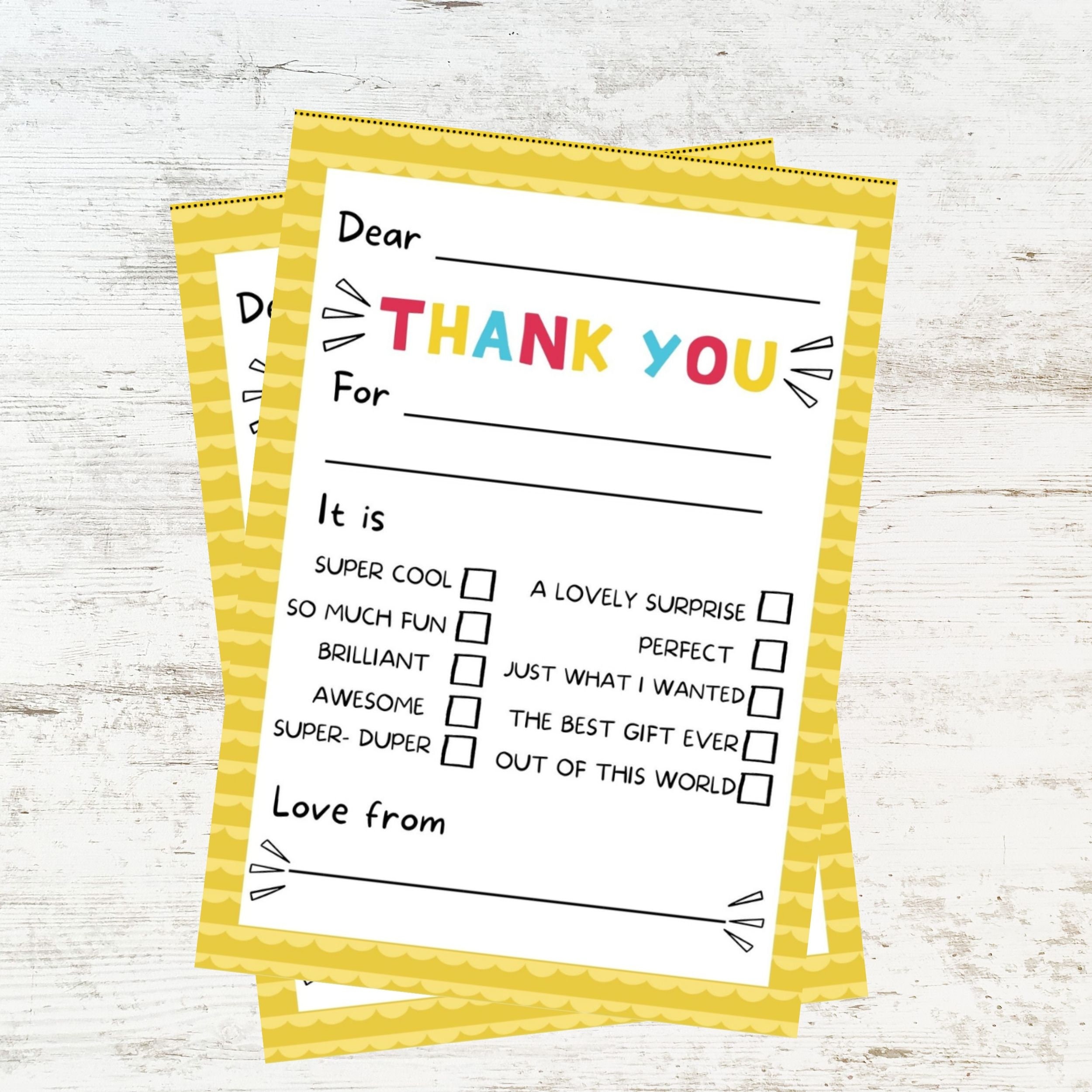 PRINTABLE Thank You Cards for Kids Fill in the Blanks Thank | Etsy