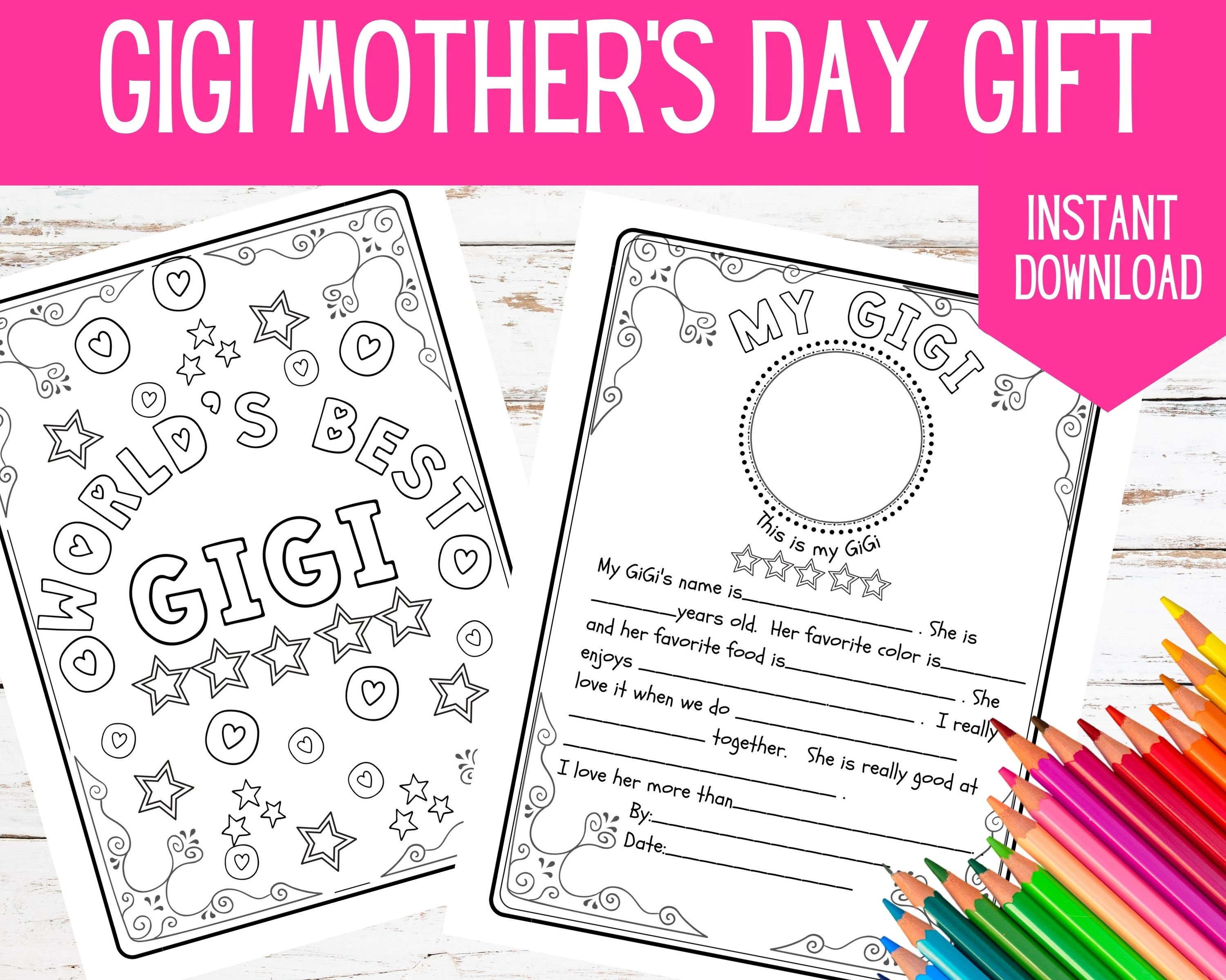 Gigi Birthday Printable, About My Gigi, Mother's Day Gigi Birthday Gift ...