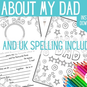 Father's Day Gift: All About My Dad, Father's Day Printable. Fill in ...