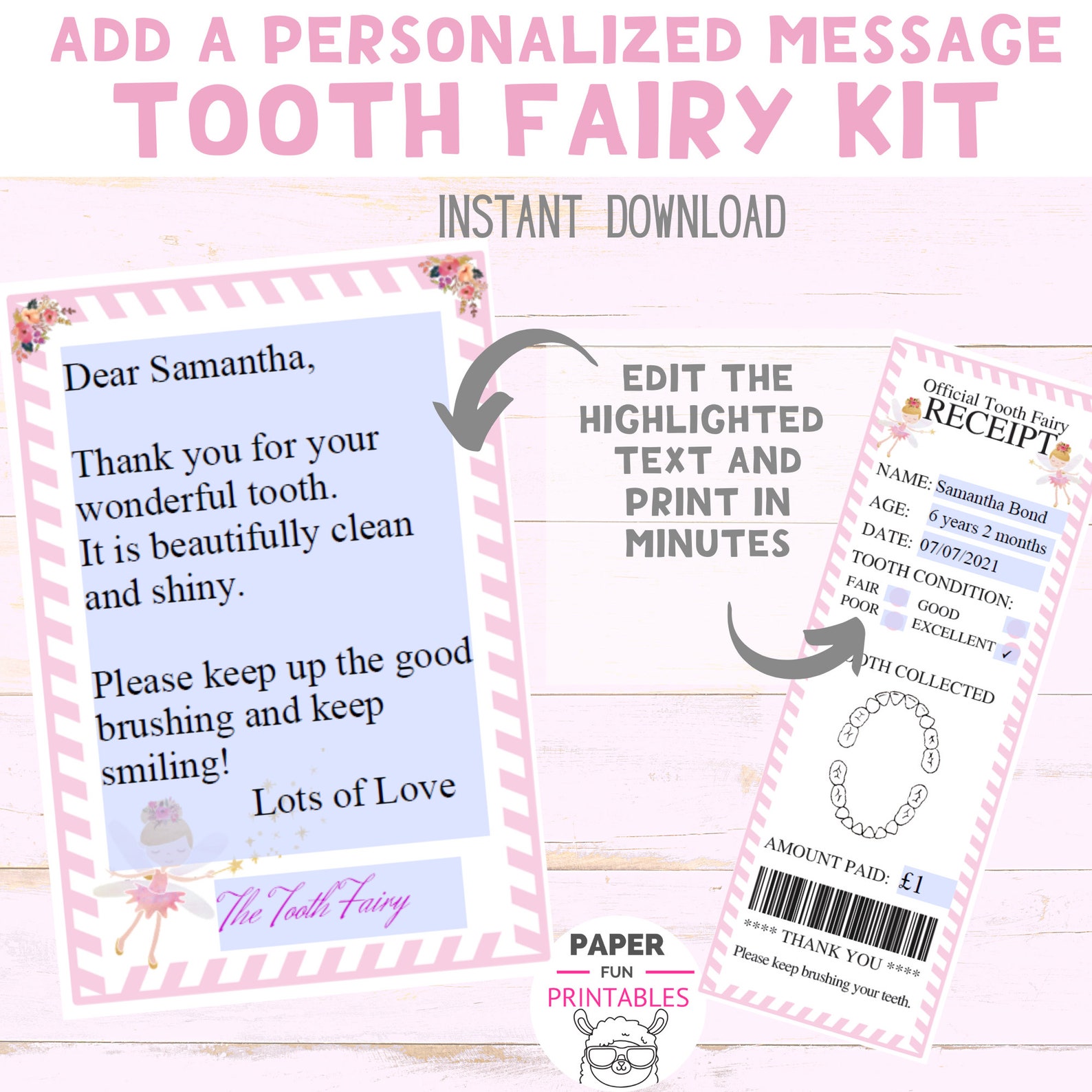 Tooth Fairy Letter. Editable Tooth Fairy Template. Instant - Etsy UK