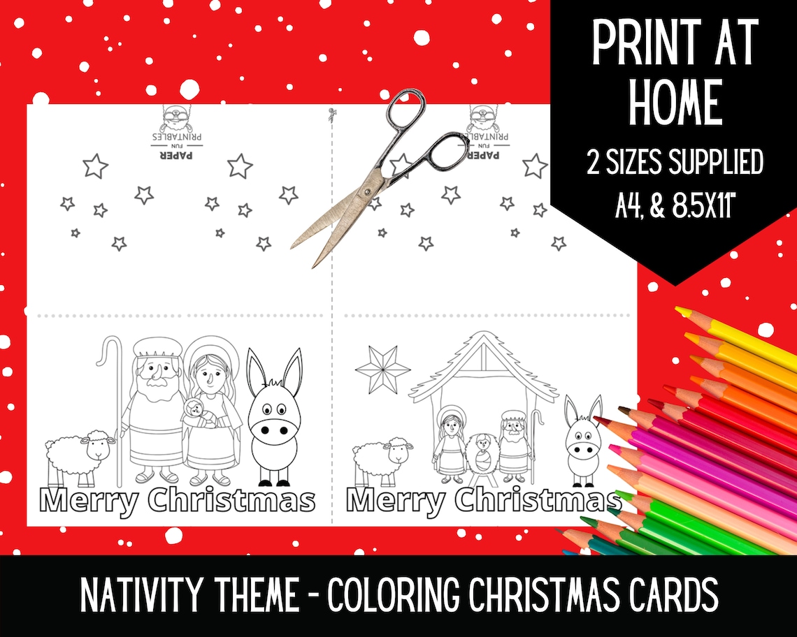 PRINTABLE Colouring Christmas Cards DIGITAL DOWNLOAD | Etsy
