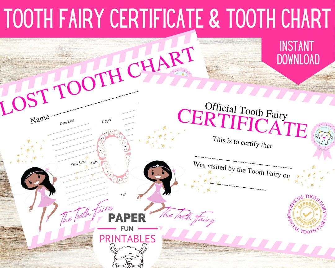 Lost Tooth Certificate Black Tooth Fairy | Custom Tooth Fairy ...