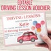 Driving Lessons Voucher Template : Driving Lesson Gift Editable Voucher ...