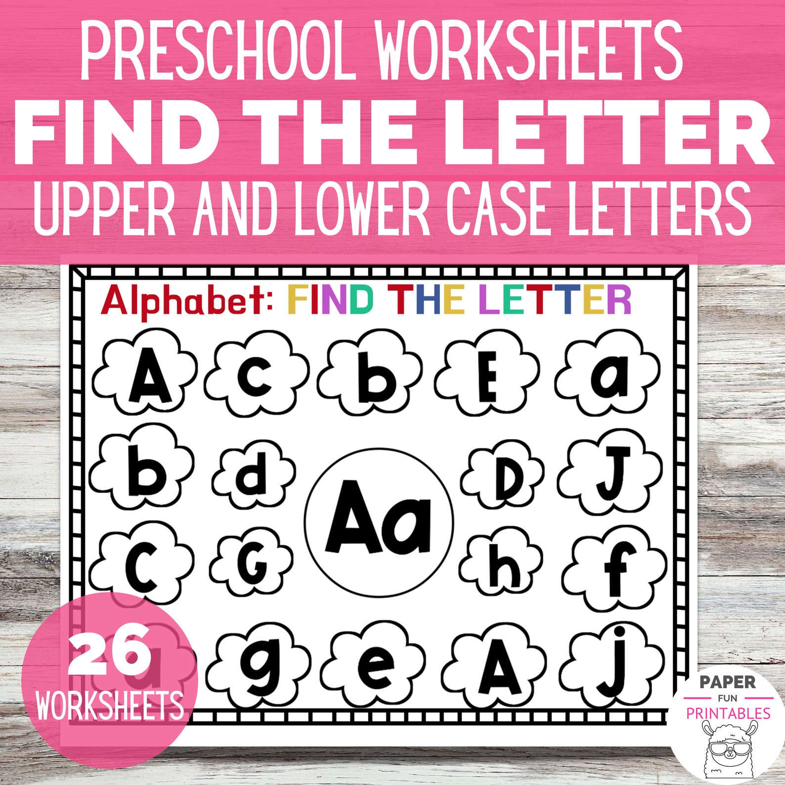 Preschool Worksheet Find the Letter ABC Worksheets Learn Upper Case and ...
