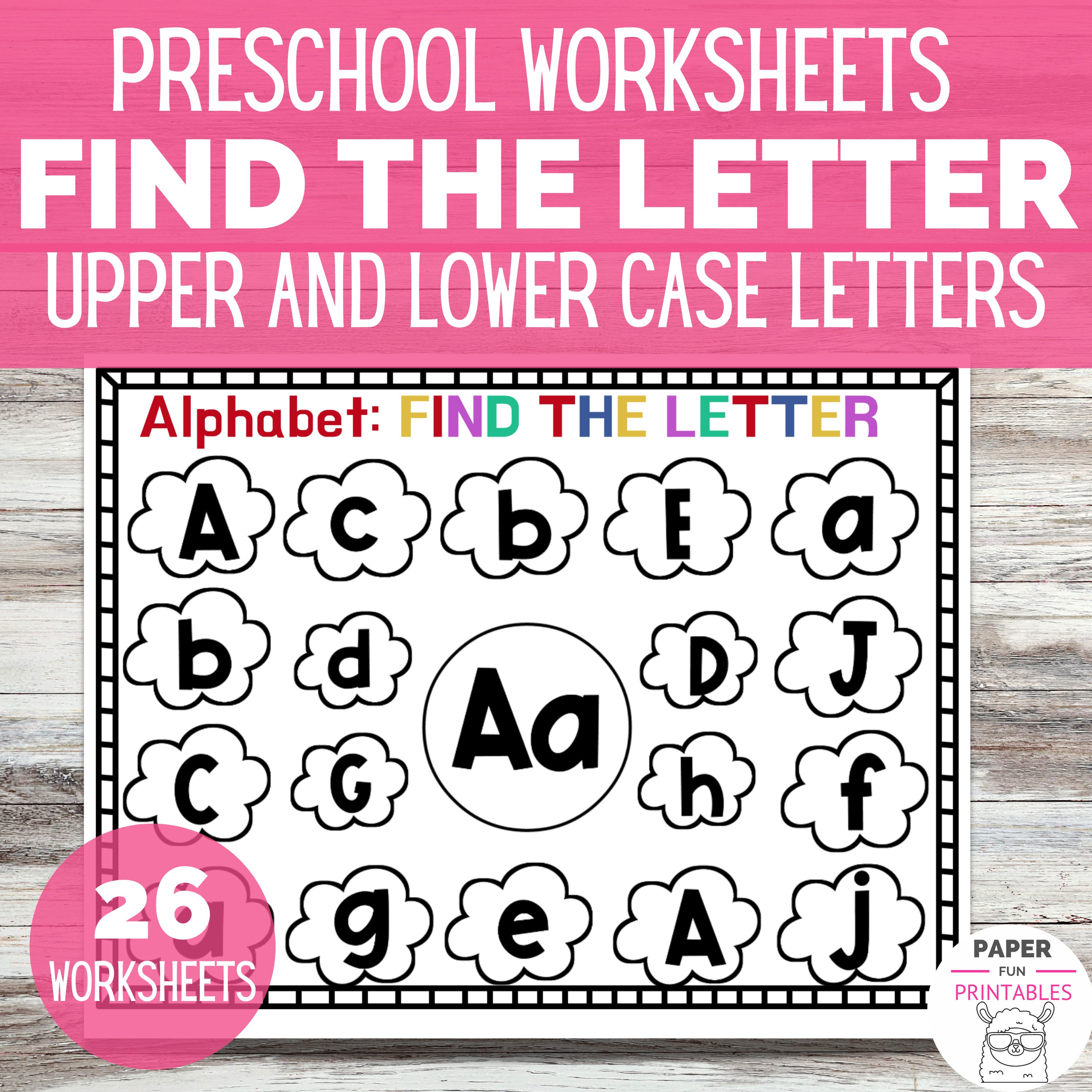 Preschool Worksheet Find the Letter ABC Worksheets Learn Upper Case and ...