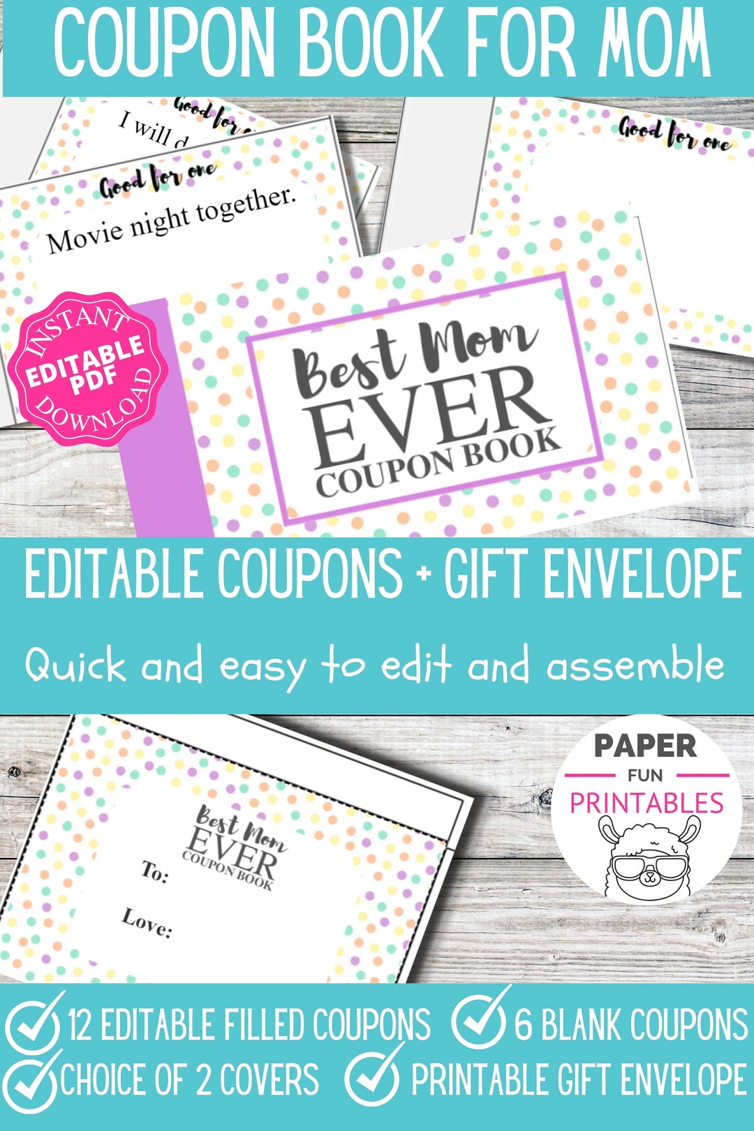 Mother's Day Gift : Mother's Day Coupon Book Gift for Mom. DIY Mother's ...