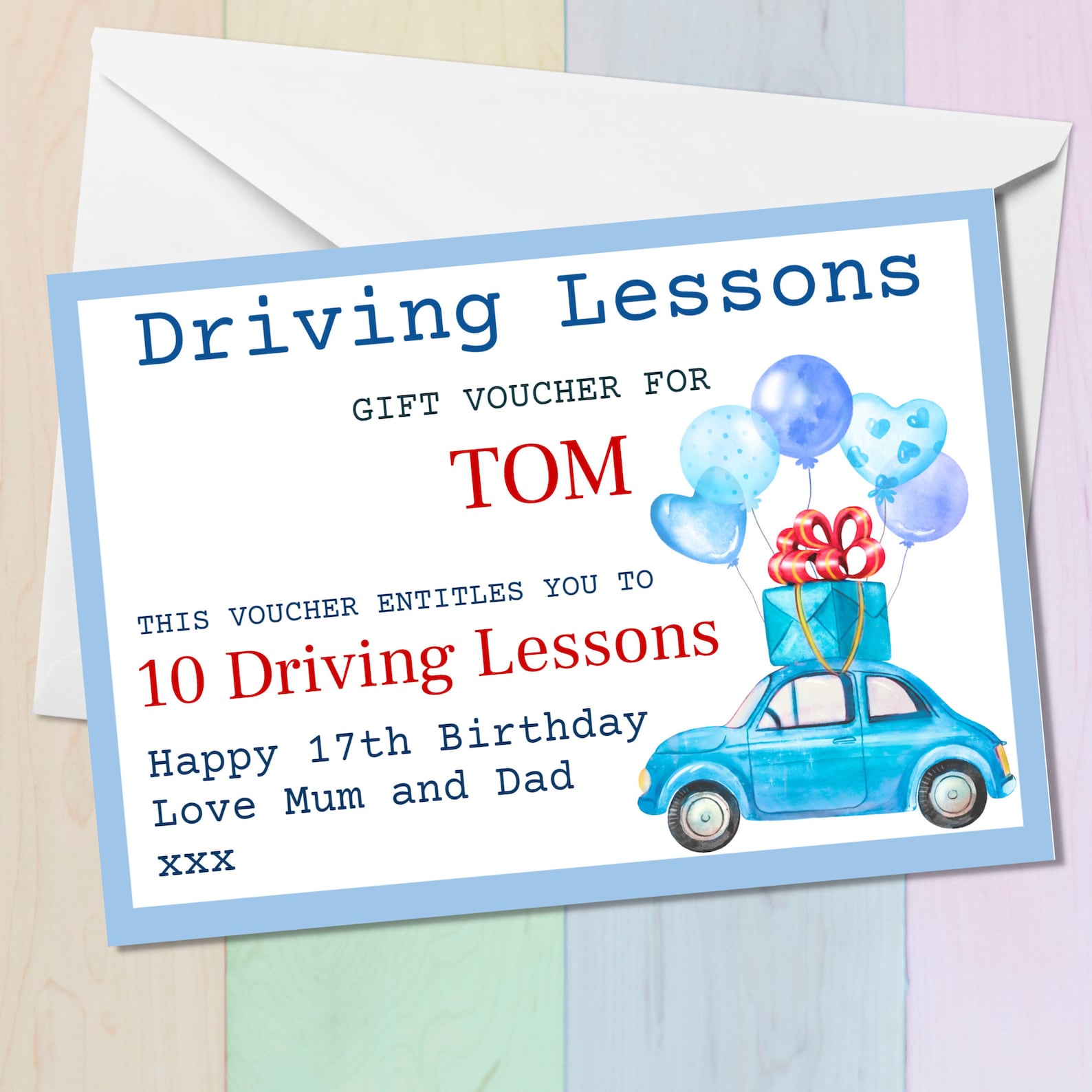 Driving Lesson Gift Voucher Template : Learner Driver 17th - Etsy UK