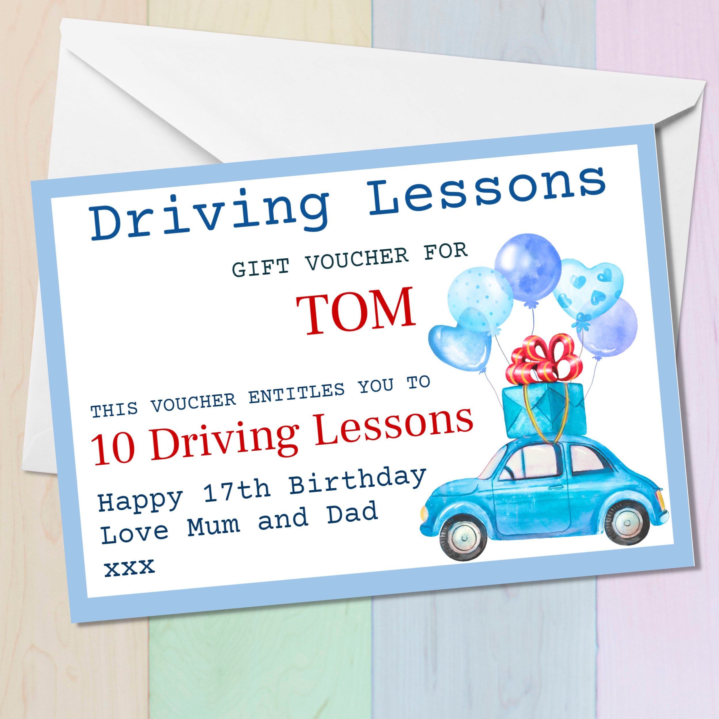 Driving Lesson Gift Voucher Template : Learner Driver 17th - Etsy UK
