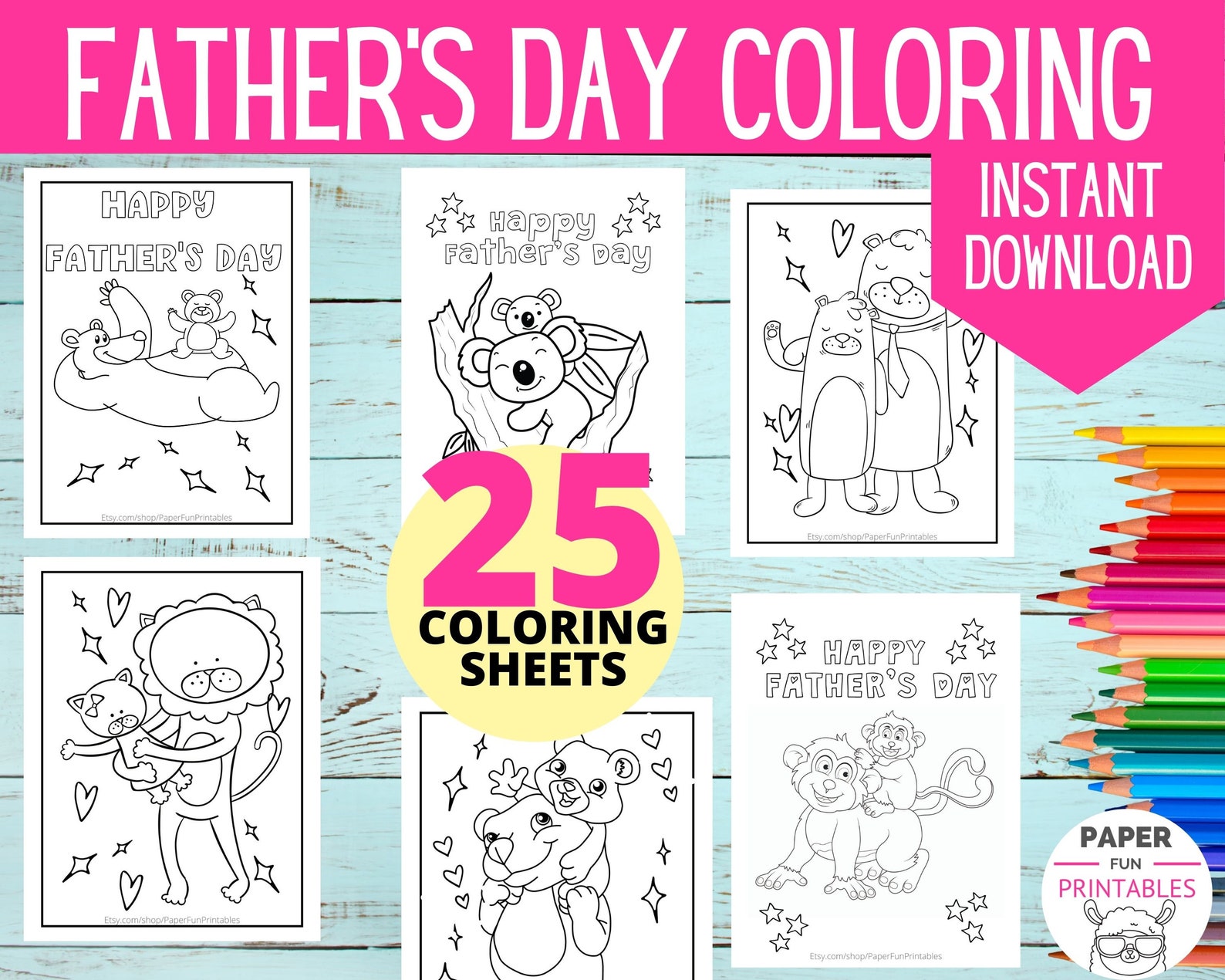Father's Day Coloring Pages : 25 Fathers Day Printable - Etsy