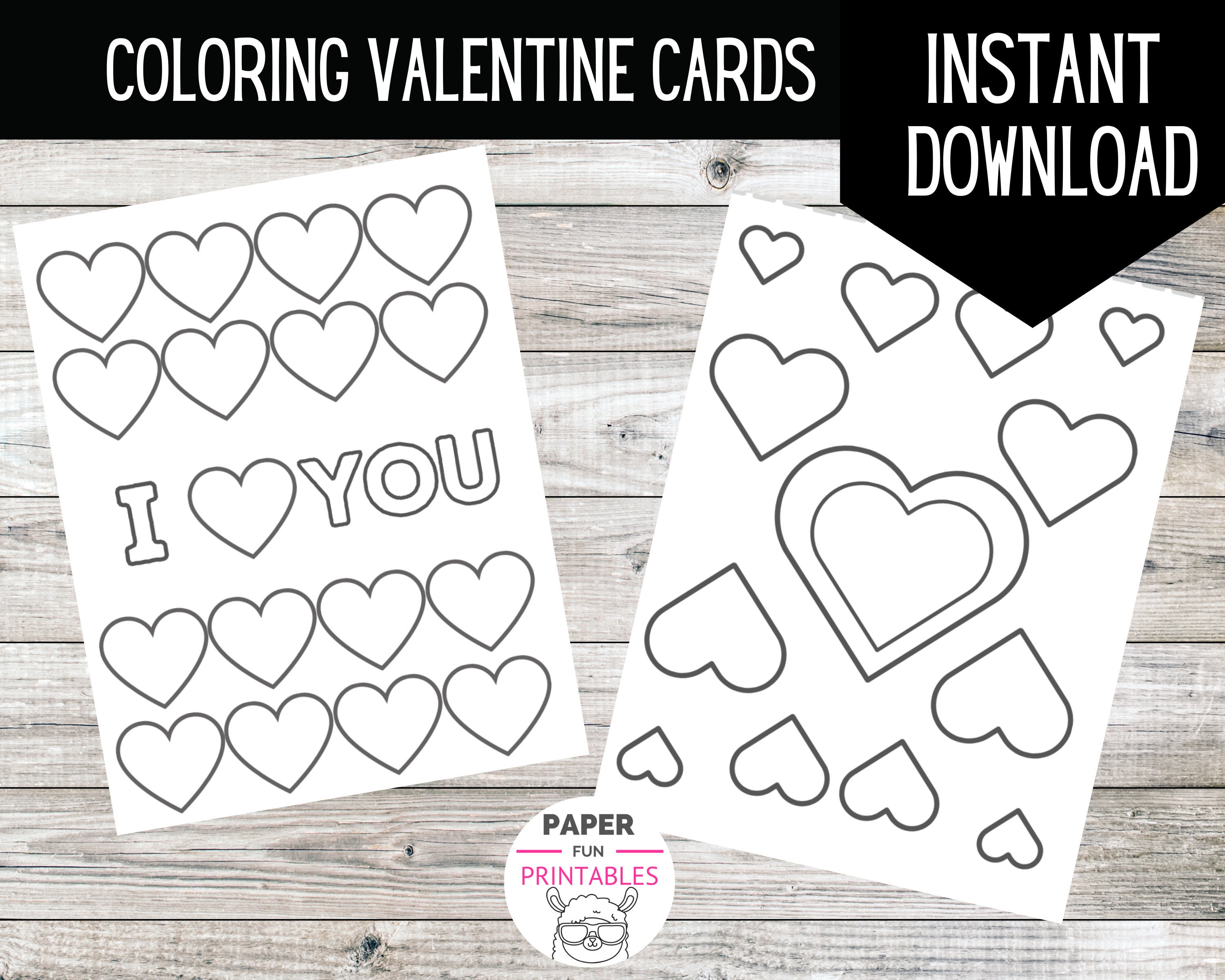 PRINTABLE Kids Valentine Coloring Cards Color Your Own - Etsy UK