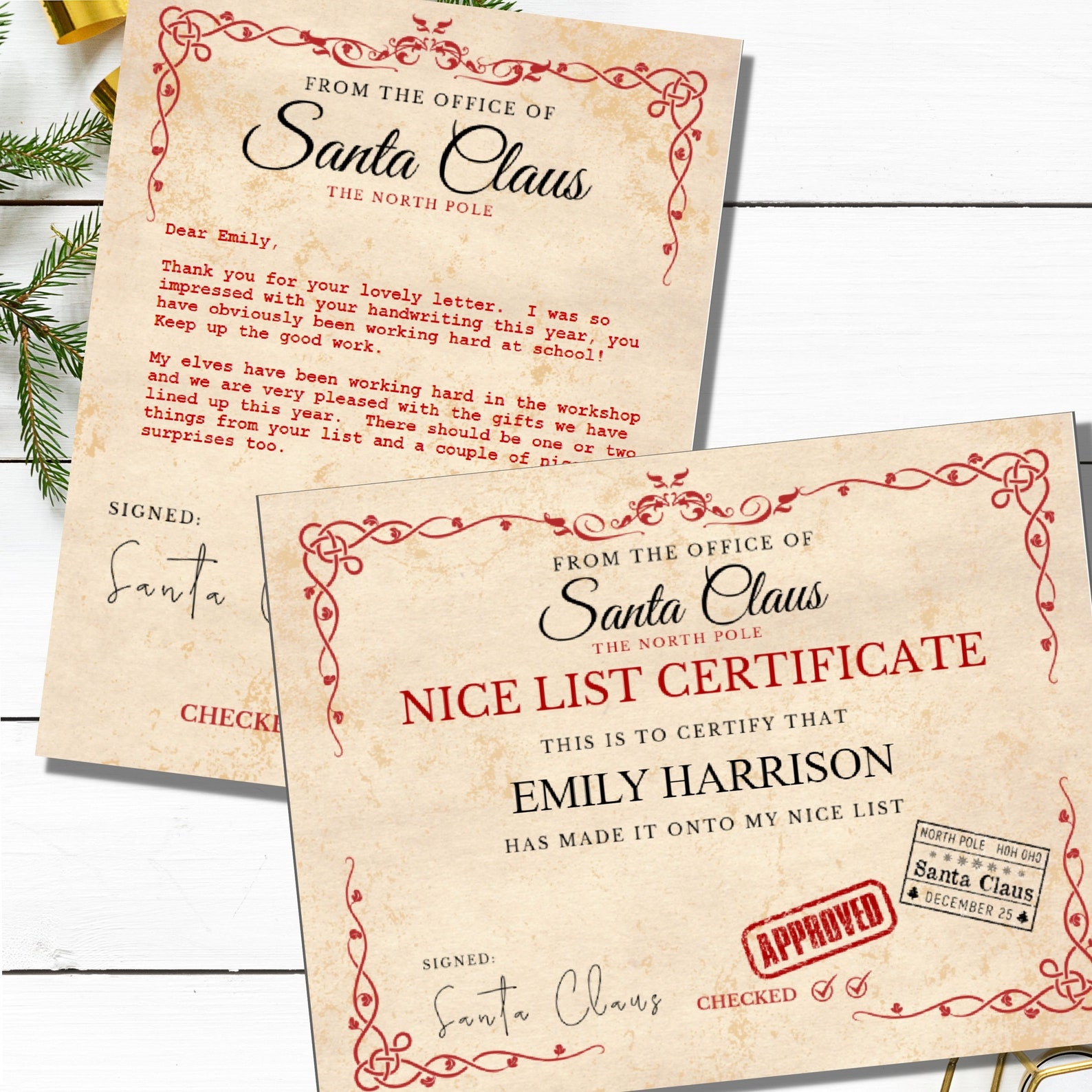 Santa Letter. Letter From Santa, Nice List Certificate, Christmas ...