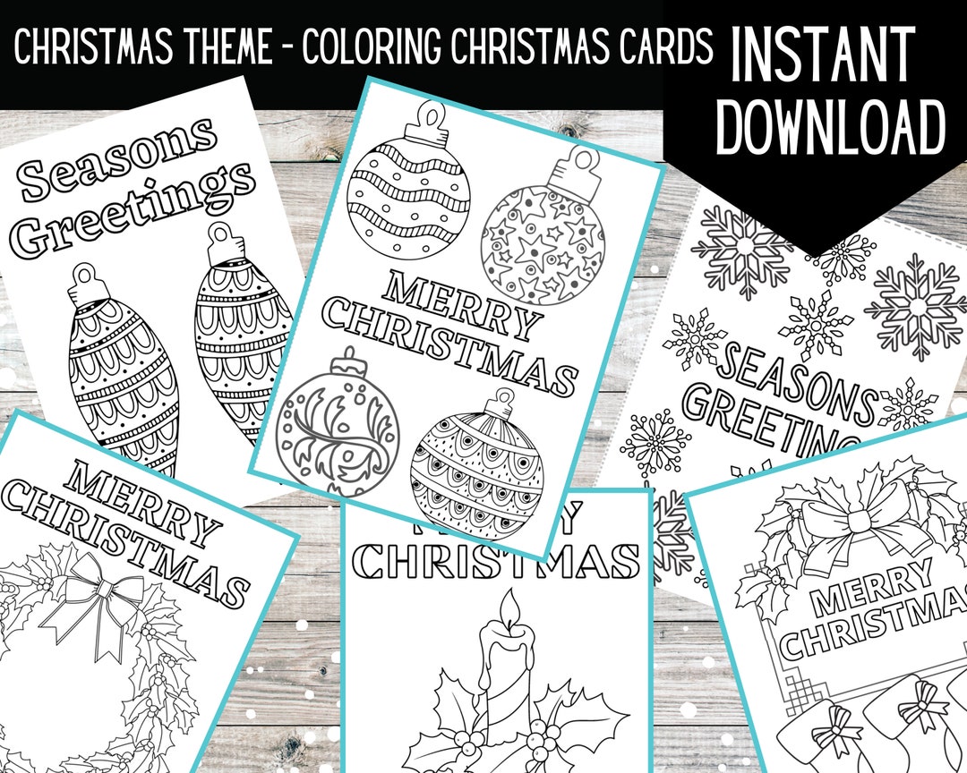 PRINTABLE Colouring Christmas Cards DIGITAL DOWNLOAD Christmas ...