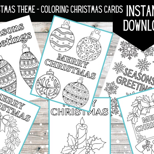 PRINTABLE Colouring Christmas Cards DIGITAL DOWNLOAD - Etsy