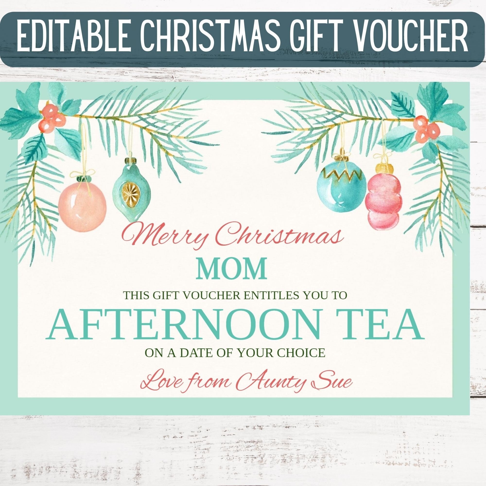 Christmas Gift Voucher Template : Editable Voucher, Christmas Gift ...