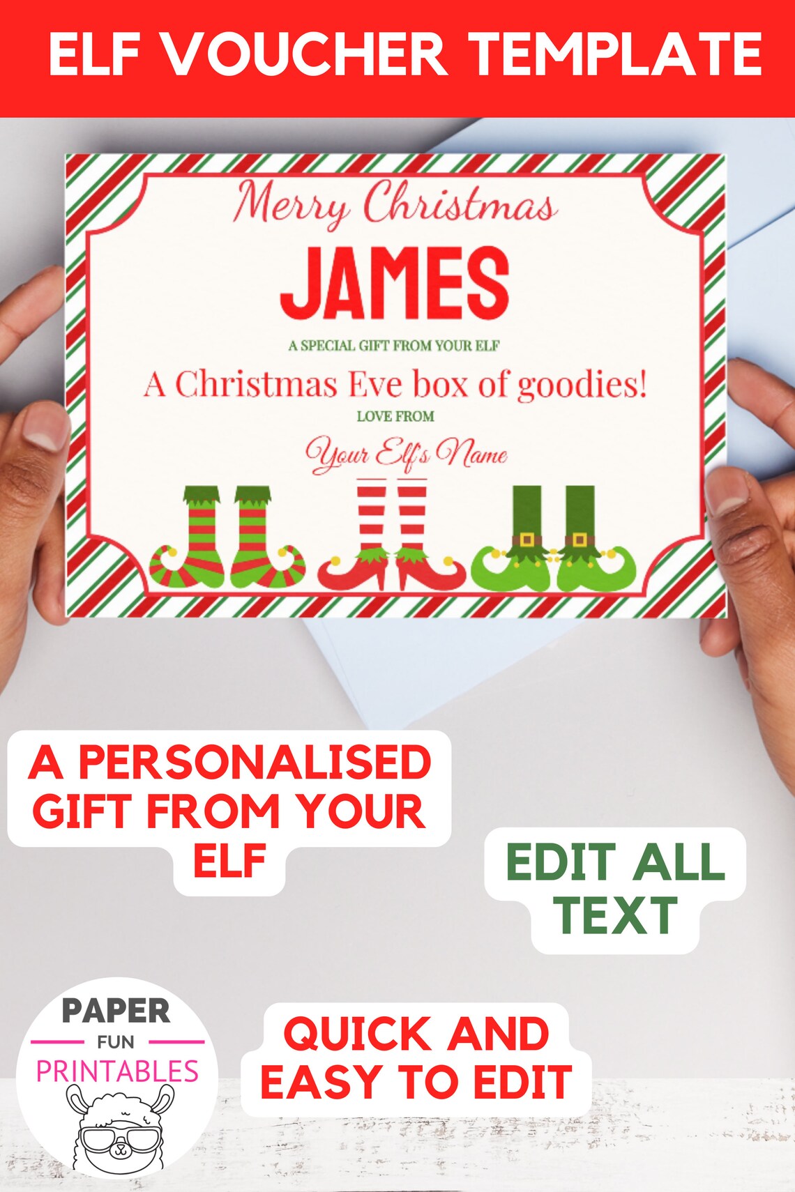 Elf Voucher Template for Kids - Printable Elf IOU Gift Card - Last ...