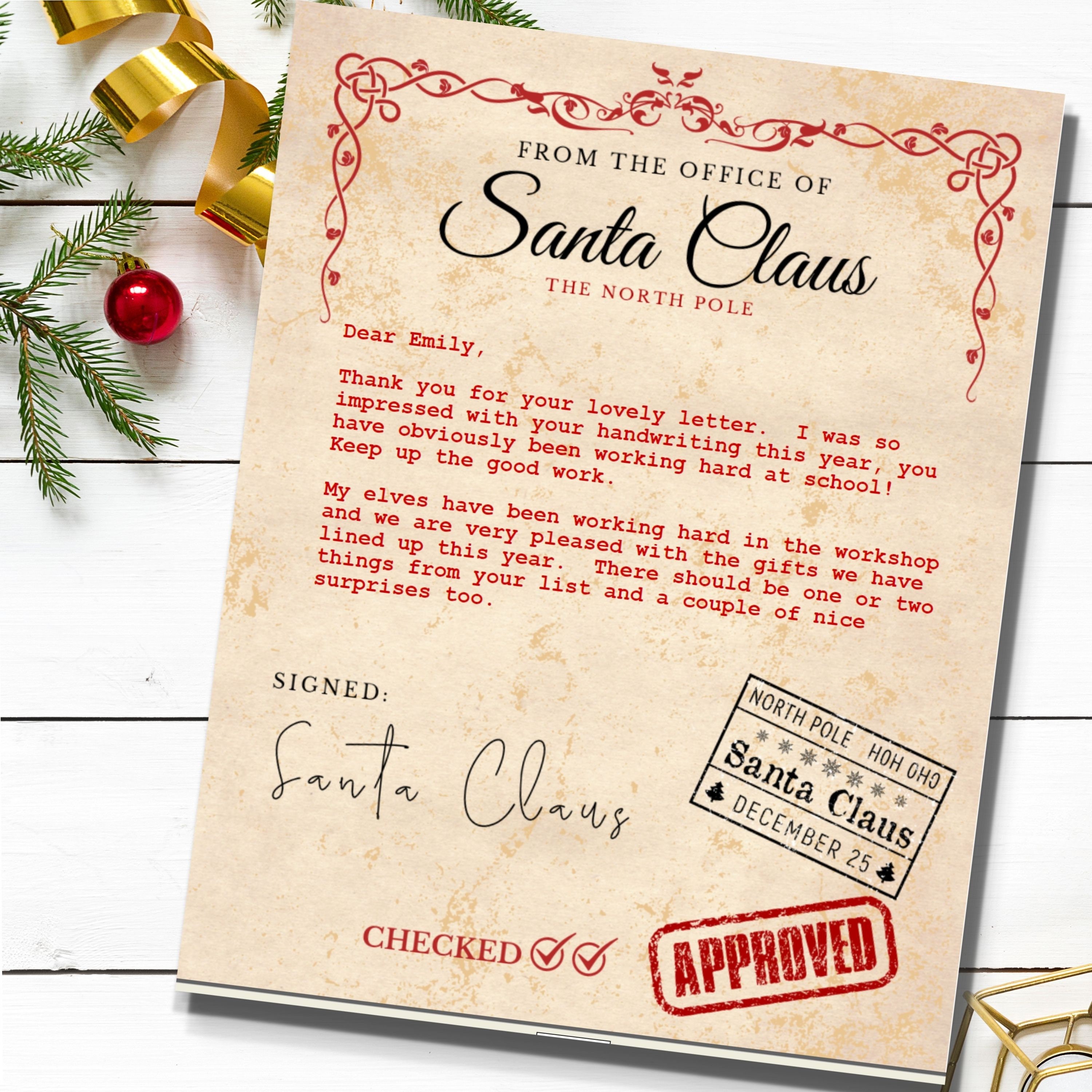 Santa Letter. Letter From Santa, Nice List Certificate, Christmas ...