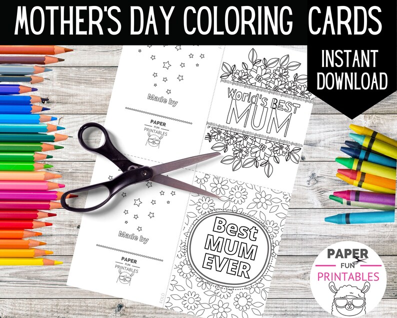 Mothers Day Coloring Card Printable Mothers Day Coloring for - Etsy